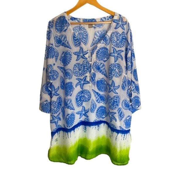 Peppermint Bay | Swim | Peppermint Bay Seashell Print Beach Cover Up 2x ...
